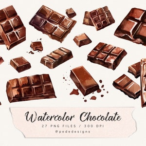 Watercolor Chocolate Clip Art, Sweets Clipart, Dessert Illustration ...