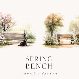 Spring Bench, Watercolor Girl Clipart, Spring Clipart, Free Time, Cozy ...