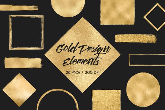 Gold Design Elements Gold Brush Strokes Foil Glitter - Etsy