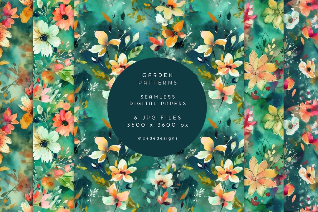 Watercolor Floral Digital Paper, Garden Watercolor Pattern, Seamless ...