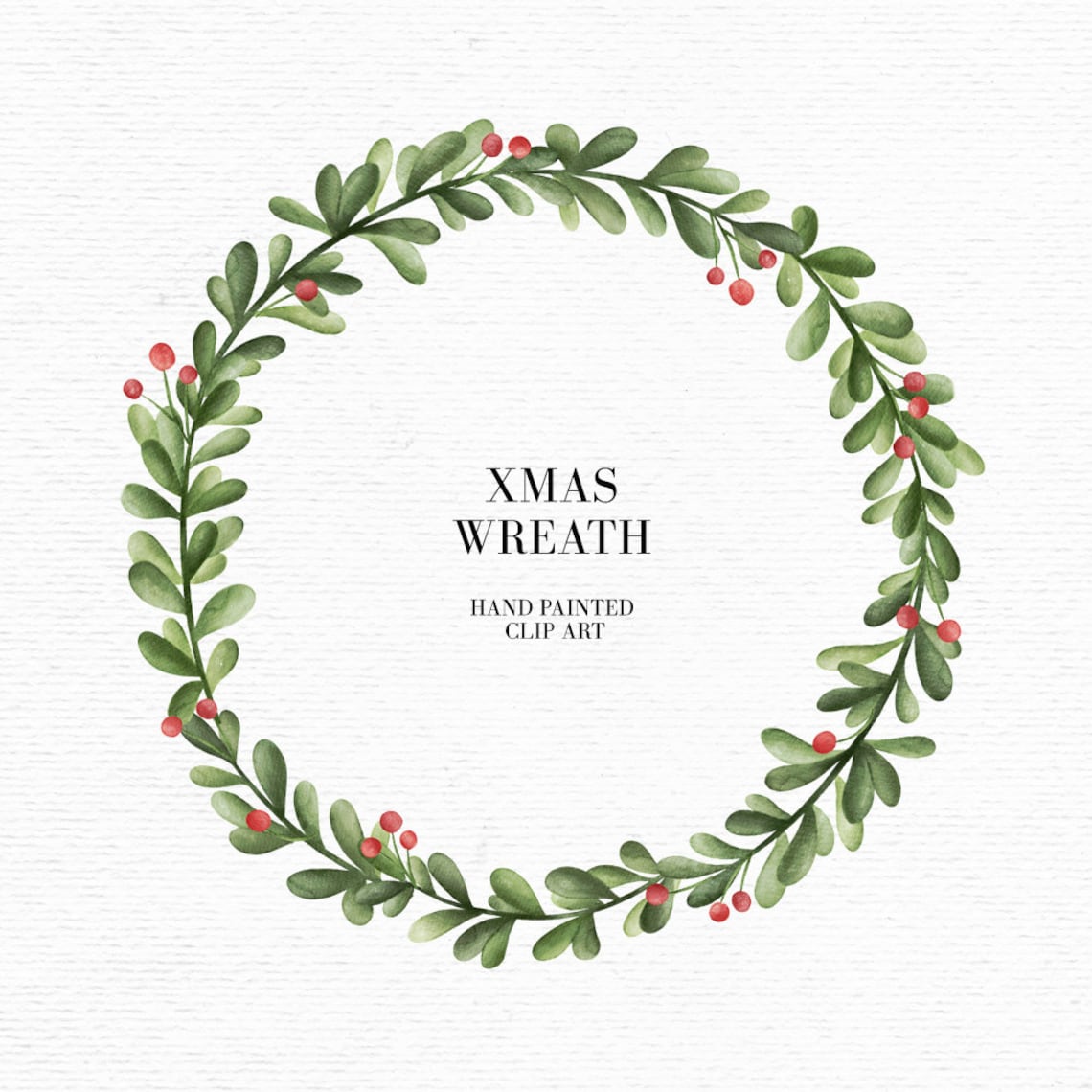 Watercolor Christmas Wreath Clip Art Xmas Cliparts Winter | Etsy