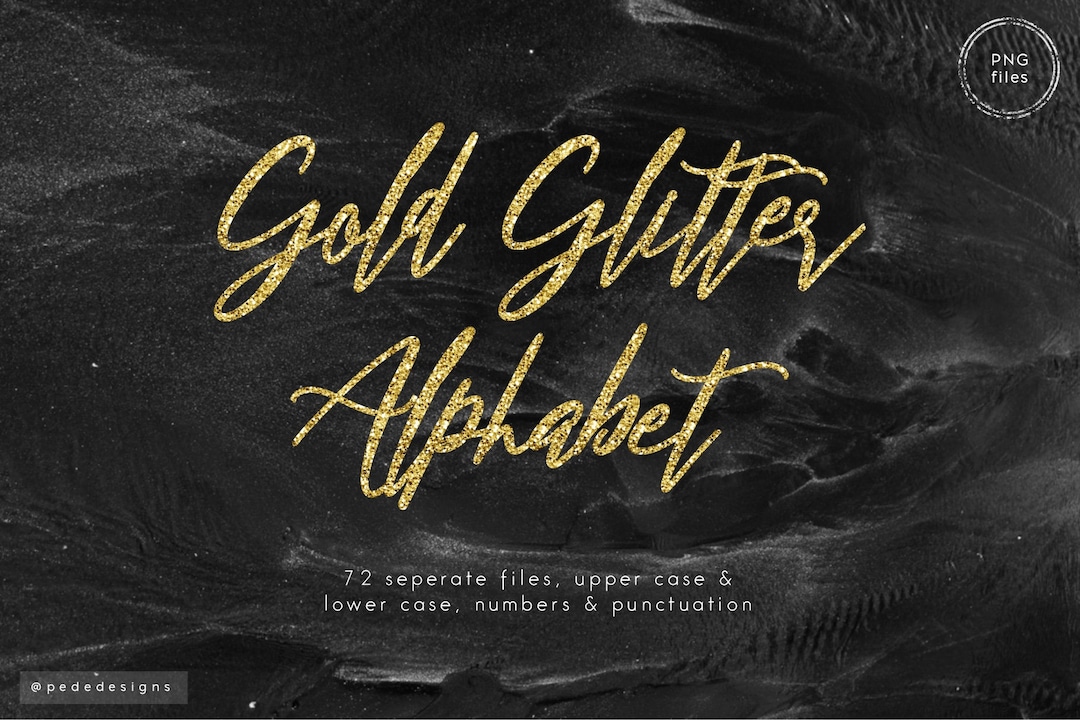 Sparkle Alphabet Clip Art, Gold Glitter Alphabet, Upper Case, Lower ...