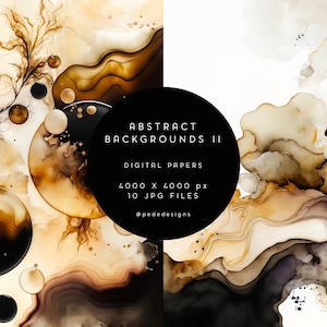 Abstract Backgrounds, Digital Paper Pack, Alcohol Ink Art, Black, Beige ...