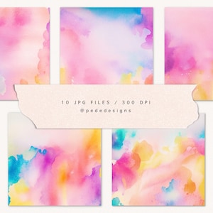 Watercolor Multicolor Backgrounds, Watercolor Digital Paper, Hand ...