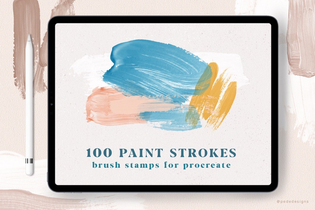 100 Paint Stroke Stamp Brushes for Procreate, Procreate Set, Realistic ...