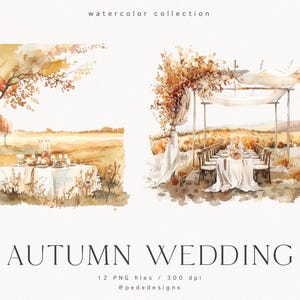 Wedding Illustrations, Watercolor Wedding Clipart, Autumn Graphics ...