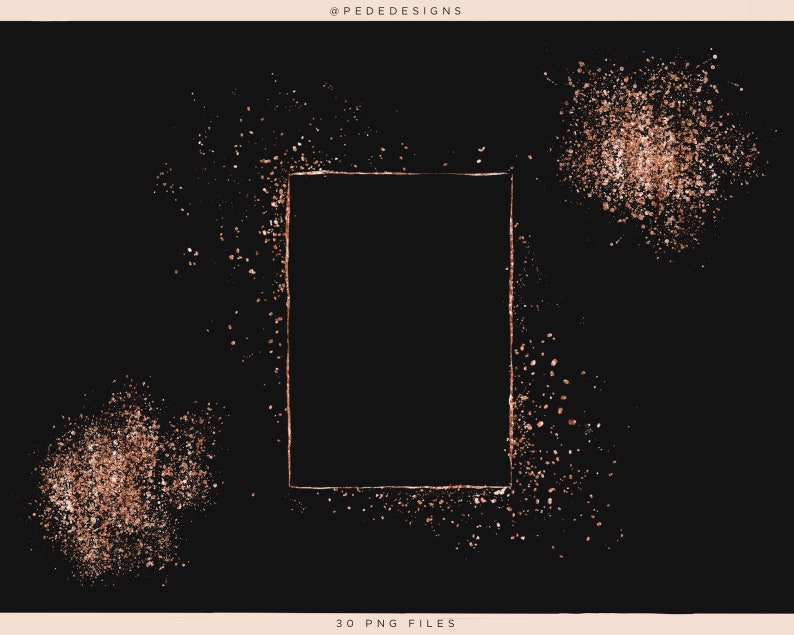 Rose Gold Frames Clip Art Glitter Geometric Sparkly Design | Etsy