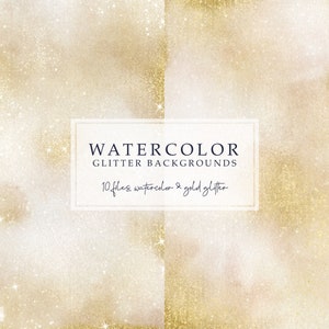 Watercolor Glitter Backgrounds, Gold Glitter, Watercolor Digital Paper ...