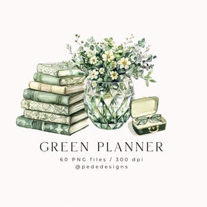 Green Planner, Watercolor Clipart, Planner Girl Png Clipart, Coffee Mug ...