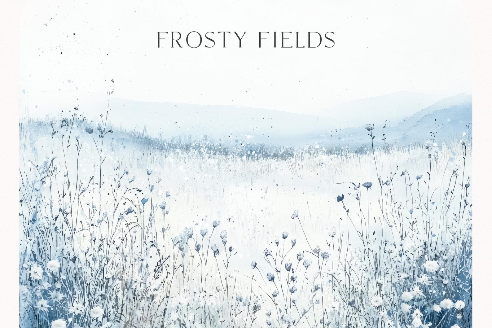 Frosty Fields, Watercolor Winter Scenery, Landscape Graphics, Winter ...