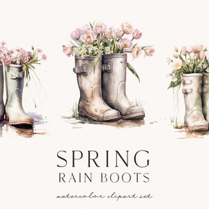 Spring Rain Boots, Watercolor Clipart, Spring Clipart, Garden Png ...