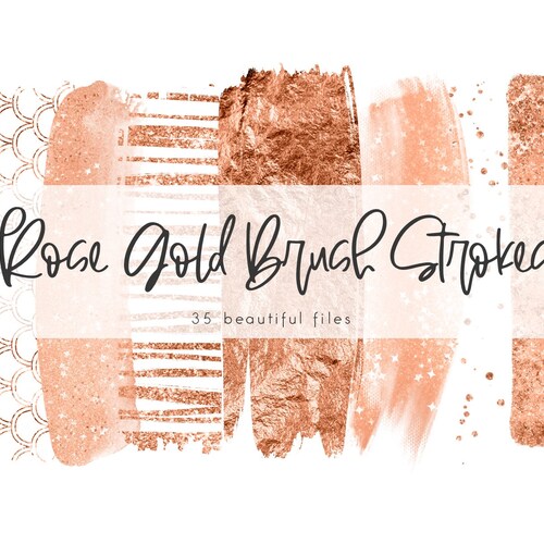 Brush Strokes Clipart Paint Brush Rose Gold Foil Leaves - Etsy