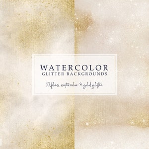 Watercolor Glitter Backgrounds, Gold Glitter, Watercolor Digital Paper ...