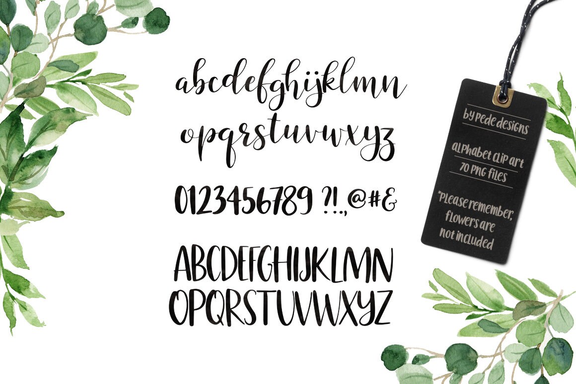 Black Watercolor Alphabet Clipart Numbers Clip Art Black - Etsy