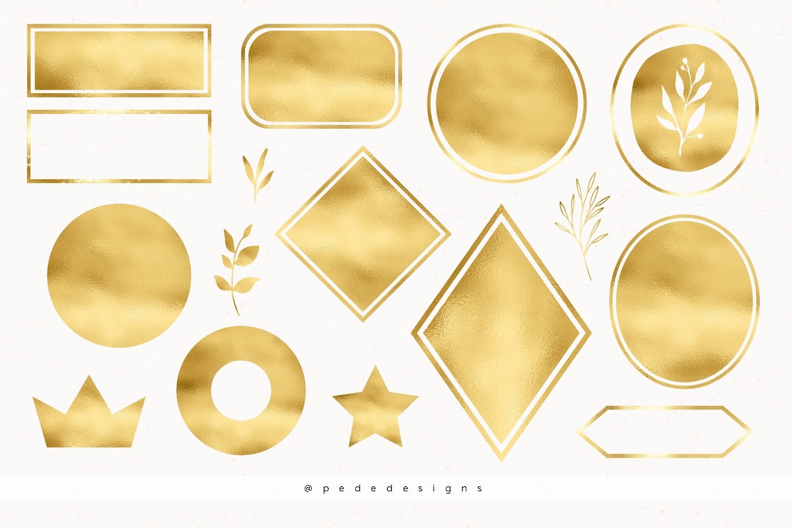 Gold Design Elements Golden Shapes Png Gold Foil Gold | Etsy