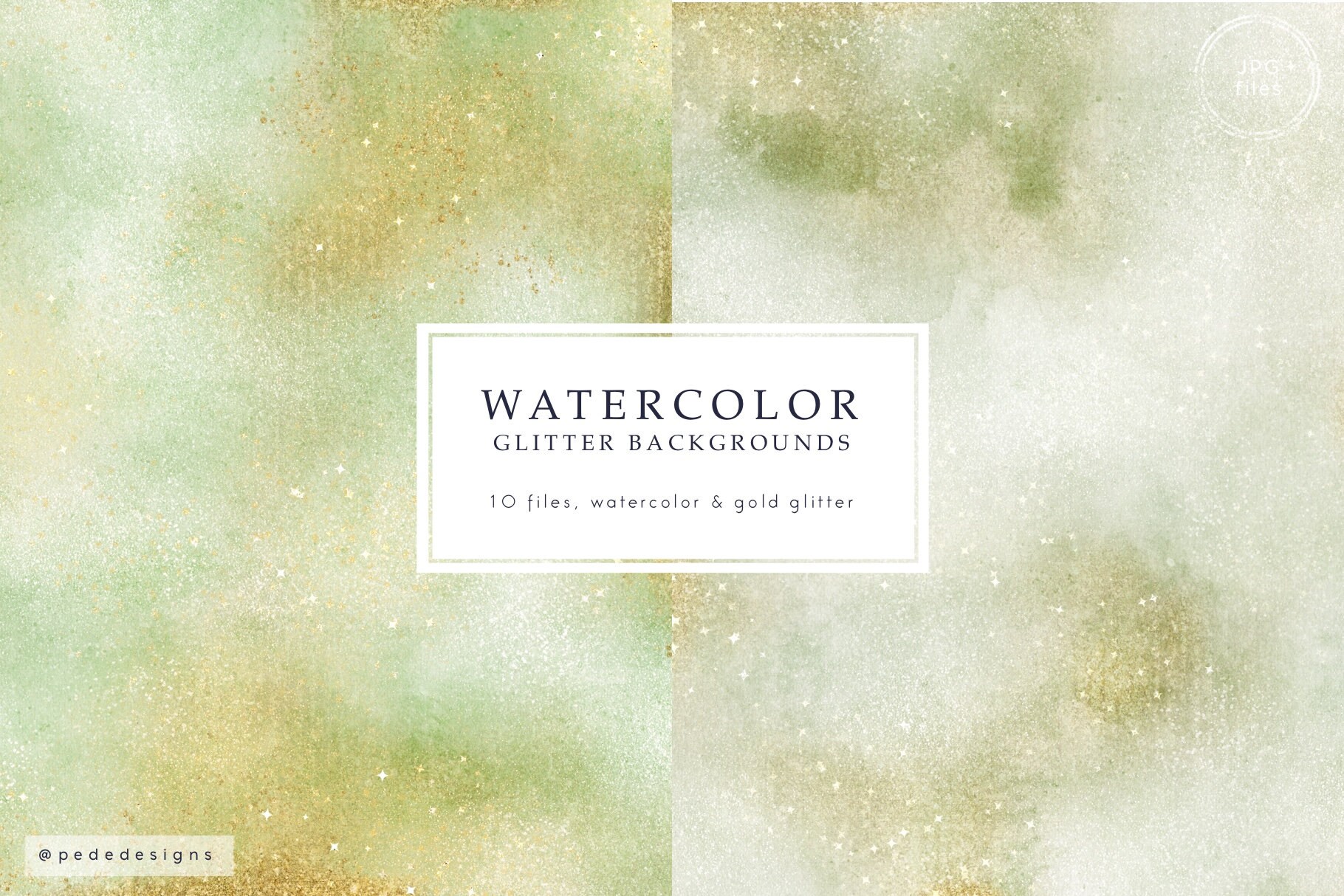 Watercolor Glitter Backgrounds, Gold Glitter, Green Watercolor Digital ...