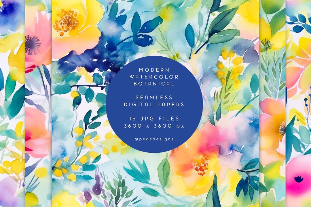 Watercolor Floral Digital Paper, Watercolor Garden Pattern, Seamless ...