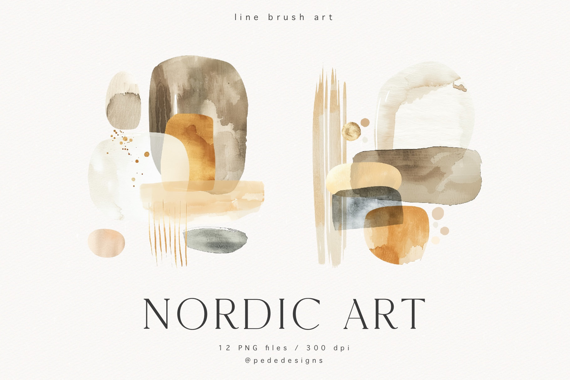 Nordic Art, Watercolor Clipart, Abstract Arrangements, Hand Painted ...