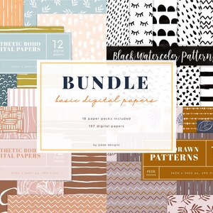 Basic Digital Papers Bundle, Seamless Patterns, Boho Digital Paper Pack ...