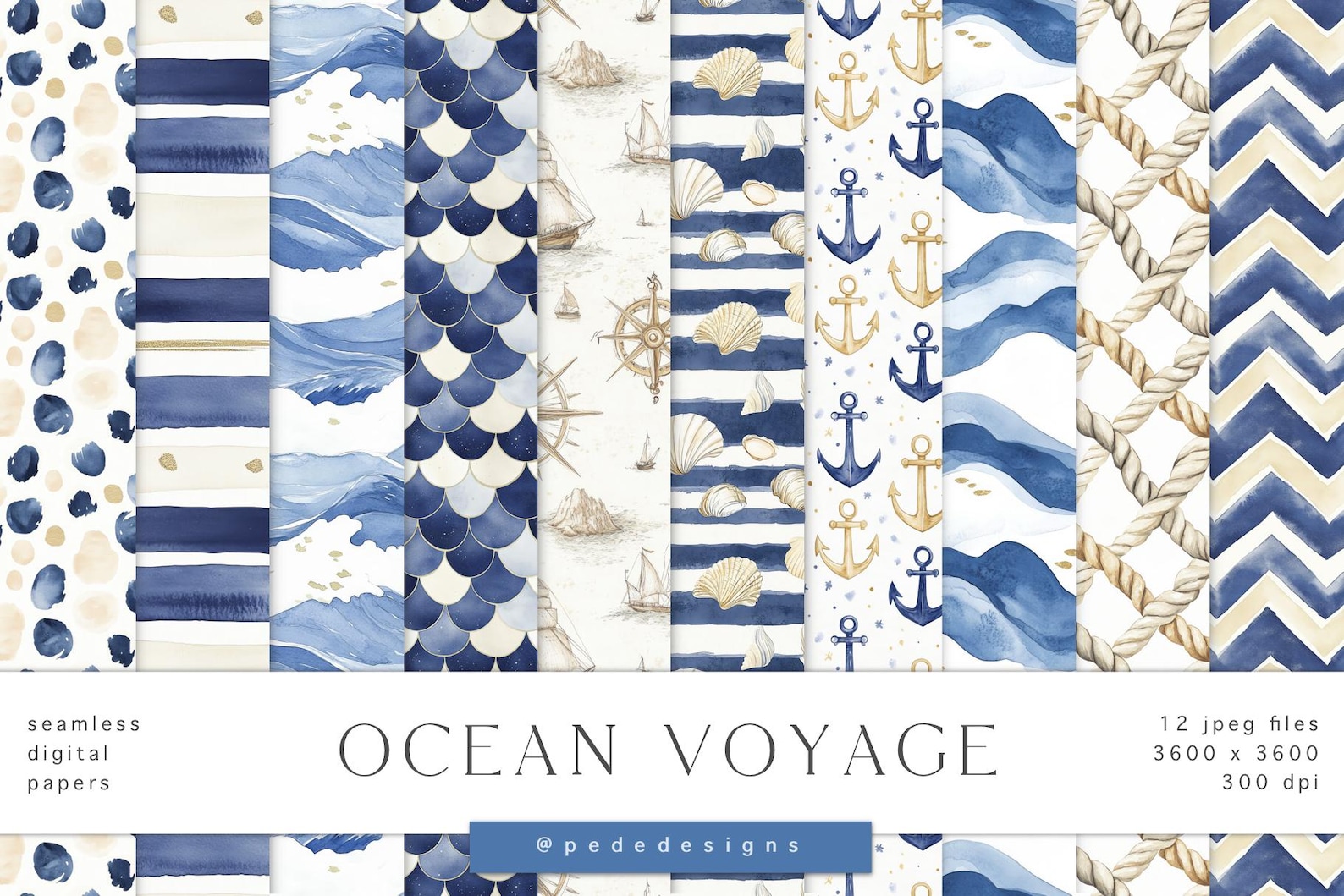 Ocean Voyage Collection, Watercolor Clipart, Nautical Png, Coastal ...