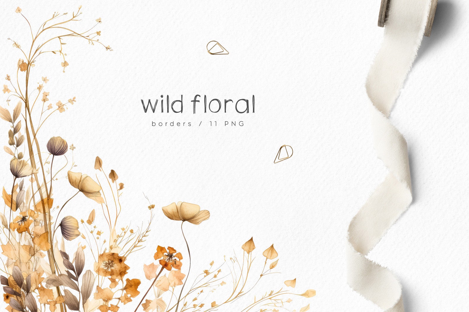 Watercolor Floral Borders Clipart, Watercolor Wild Flowers, Floral ...