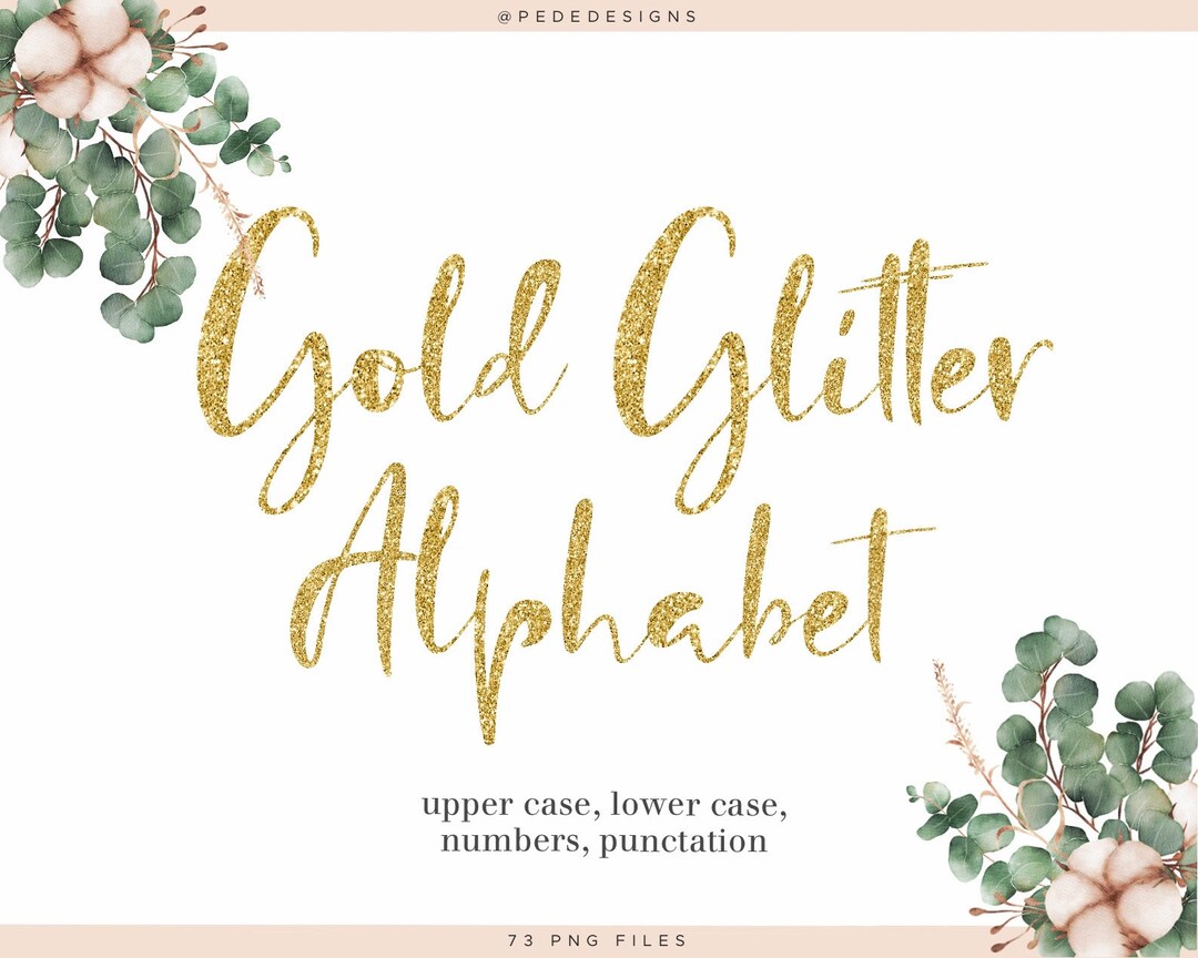Gold Glitter Alphabet Clipart, Gold Sparkly Digital Alphabet, Letters ...