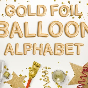 Gold Foil Balloon Letters Clip Art, Foil Balloon Alphabet, Party ...