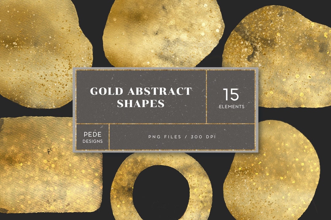 Gold Abstract Shapes Clipart, Gold Glitter, Sparkly Watercolor, Great ...