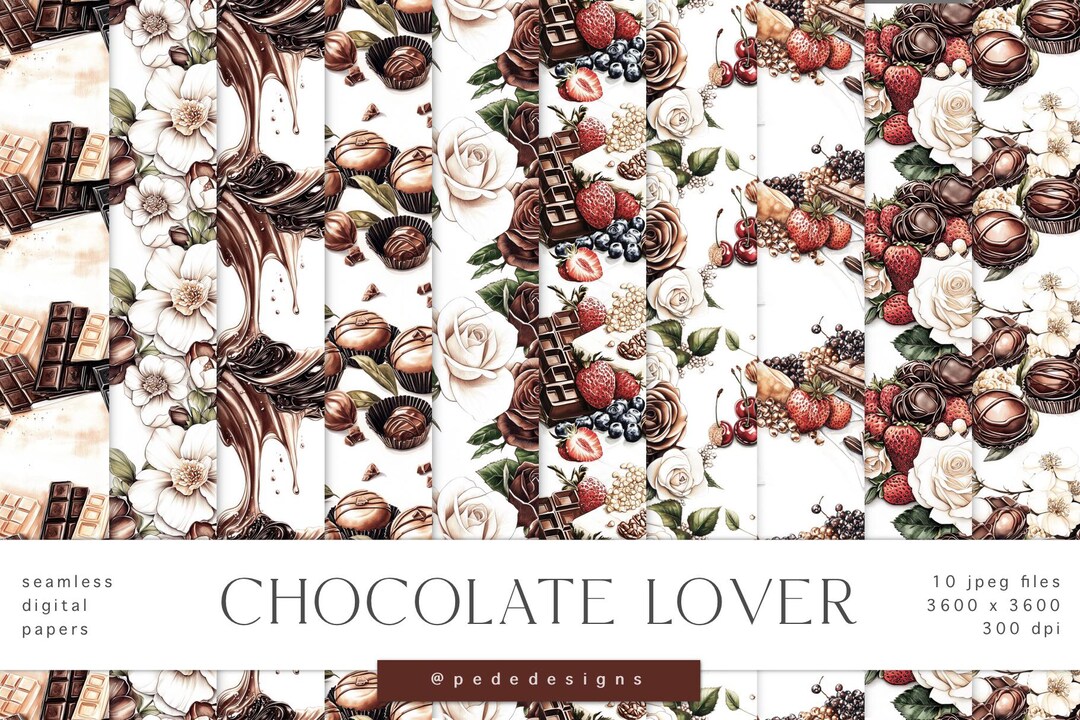 Chocolate Lover Digital Paper Pack, Chocolate Digital Papers, Desserts ...