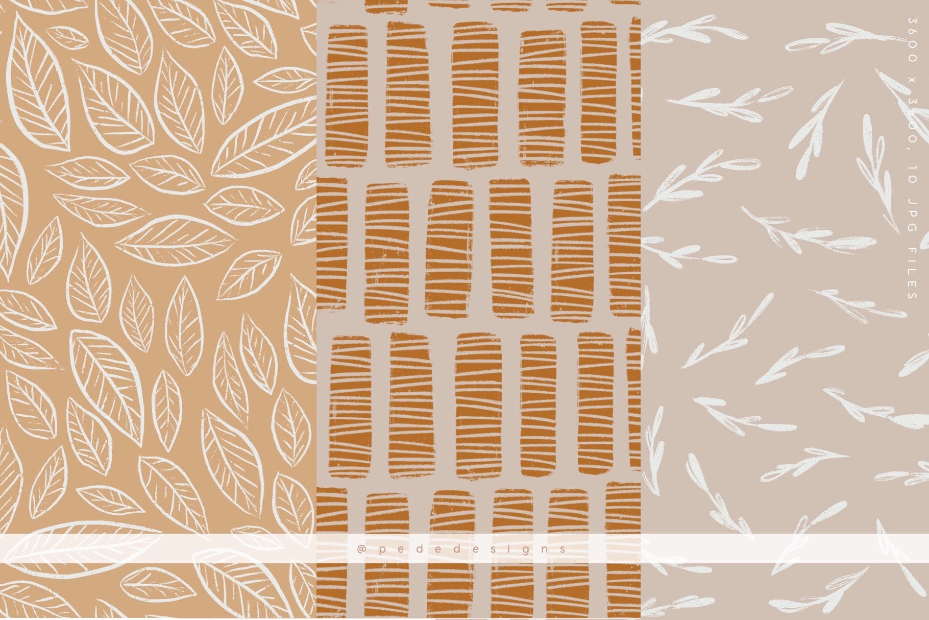 Boho Digital Paper Pack Boho Background Leaves Pattern Hand - Etsy