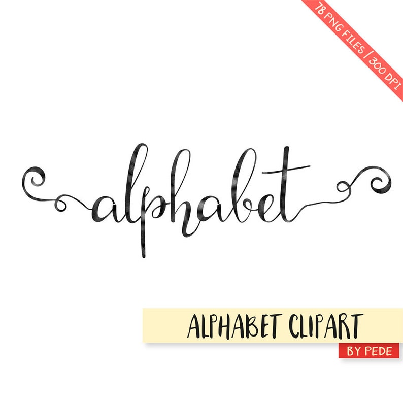 Black Watercolor Alphabet Clipart Digital Letters With - Etsy