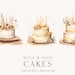 Beige & Gold Cakes Clipart, Wedding Clipart, Birthday Cake Illustration ...