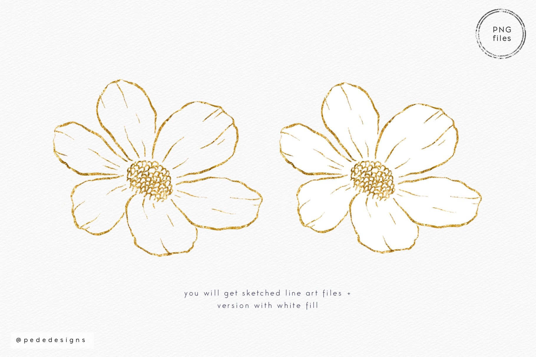 Gold Glitter Wild Flowers Gold Floral Clip Art Glitter - Etsy