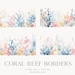 Coral Reef Borders, Watercolor Sea Clipart, Ocean Graphics, Underwater ...