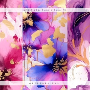 Abstract Flowers, Digital Paper Pack, Abstract Floral Seamless Digital ...