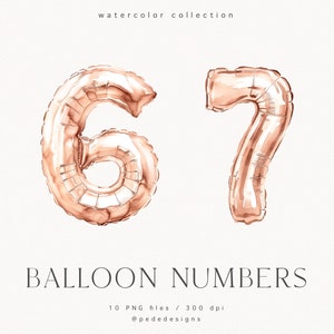 Rose Gold Balloon Numbers, Foil Balloon Clipart, Party, Celebration ...