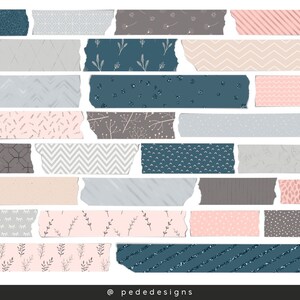 Washi Tapes Clip Art, Digital Elements, PNG Files, Goodnotes Stickers ...