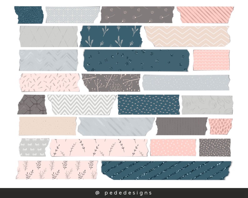 Washi Tapes Clip Art Digital Elements PNG Files Goodnotes | Etsy