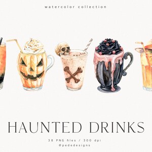 Haunted Drinks Clip Art Set, Watercolor, Menu Clipart, Halloween Party ...