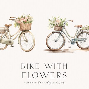 Bike With Flowers, Watercolor Clipart, Watercolor Spring, Wedding ...