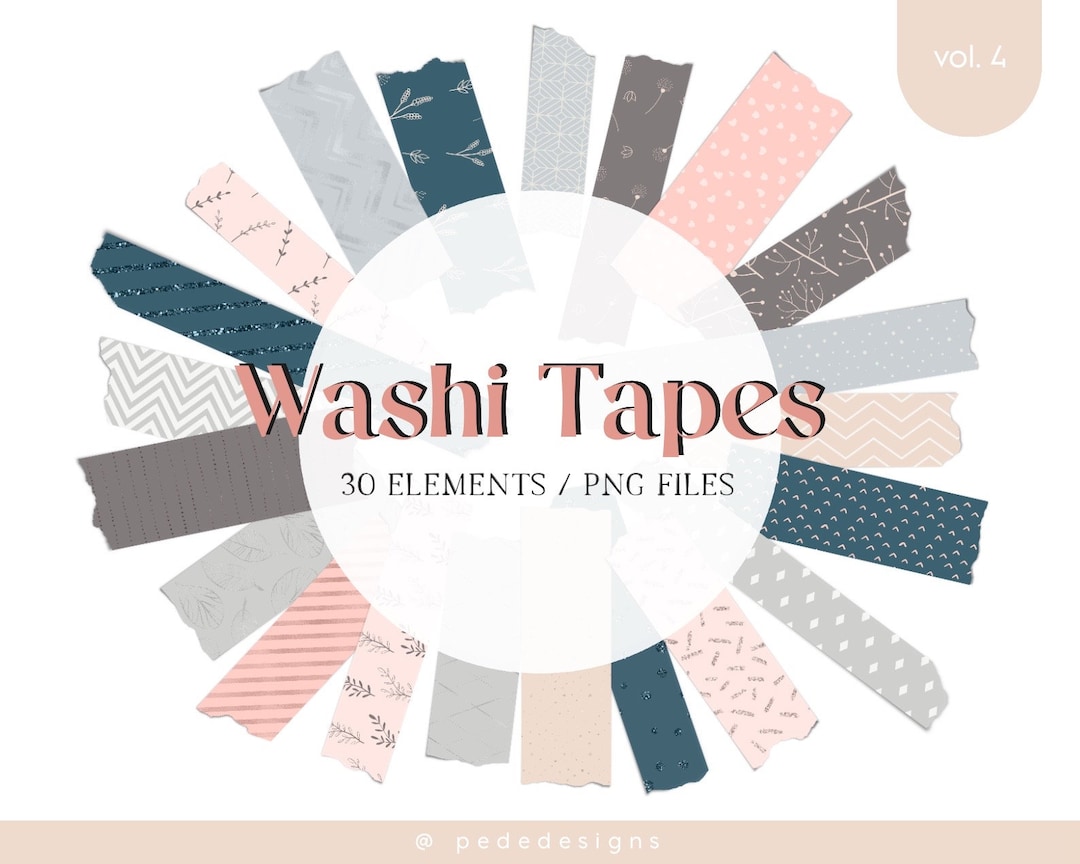 Washi Tapes Clip Art, Digital Elements, PNG Files, Goodnotes Stickers ...