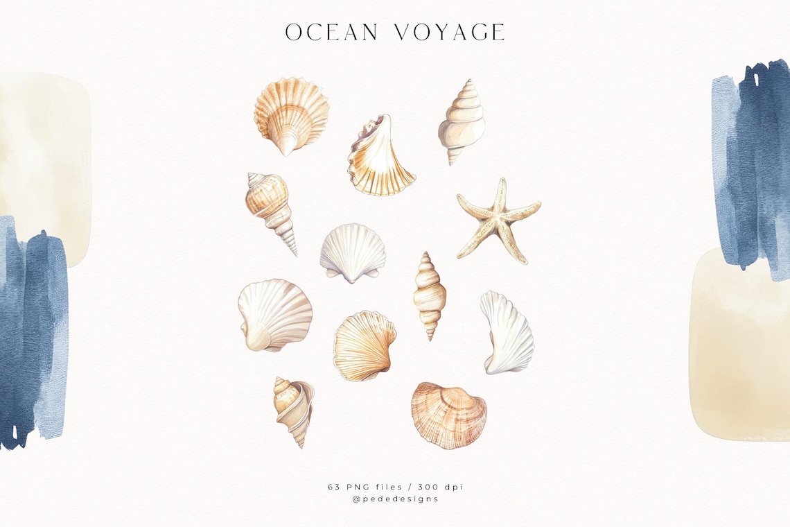Watercolor Nautical Clipart: Ocean Voyage Graphics (PNG Download) - Etsy