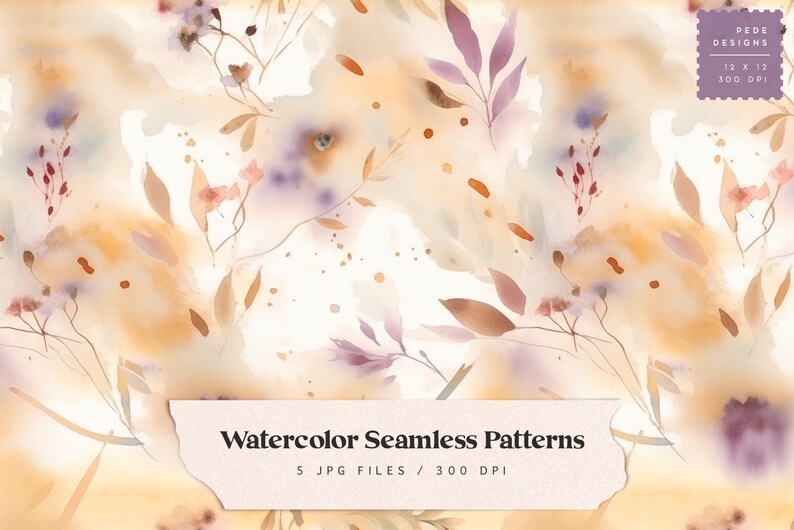 Watercolor Floral Digital Paper, Watercolor Elegant Pattern, Flowers ...