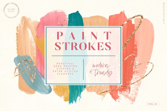 Paint Strokes Clip Art Paint Brush Clipart Acrylic Paint - Etsy