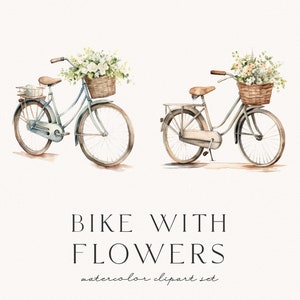 Bike With Flowers, Watercolor Clipart, Watercolor Spring, Wedding ...