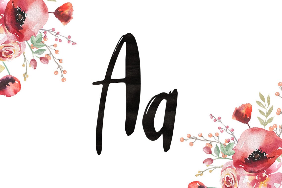 Black Watercolor Alphabet Clipart Watercolor Numbers Black - Etsy