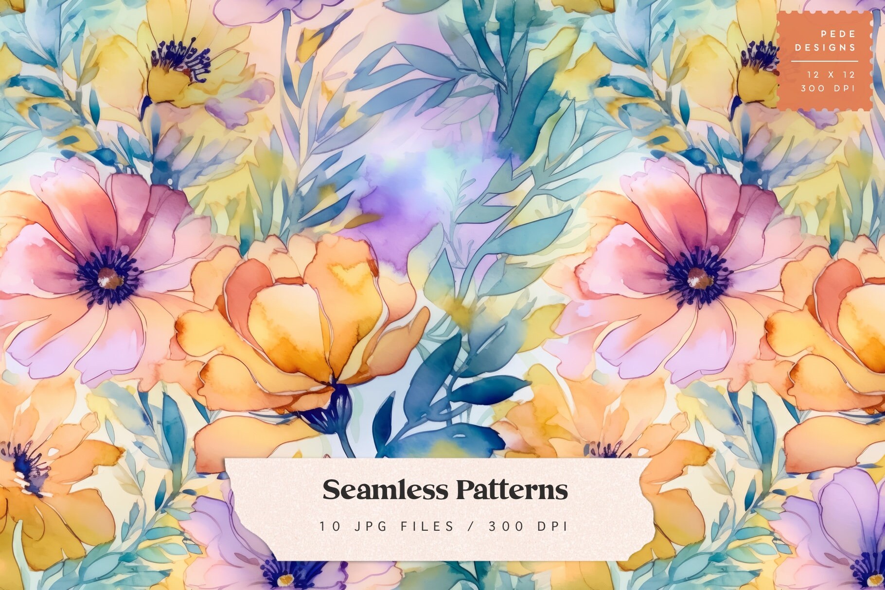 Watercolor Floral Digital Paper, Watercolor Spring Garden Pattern ...