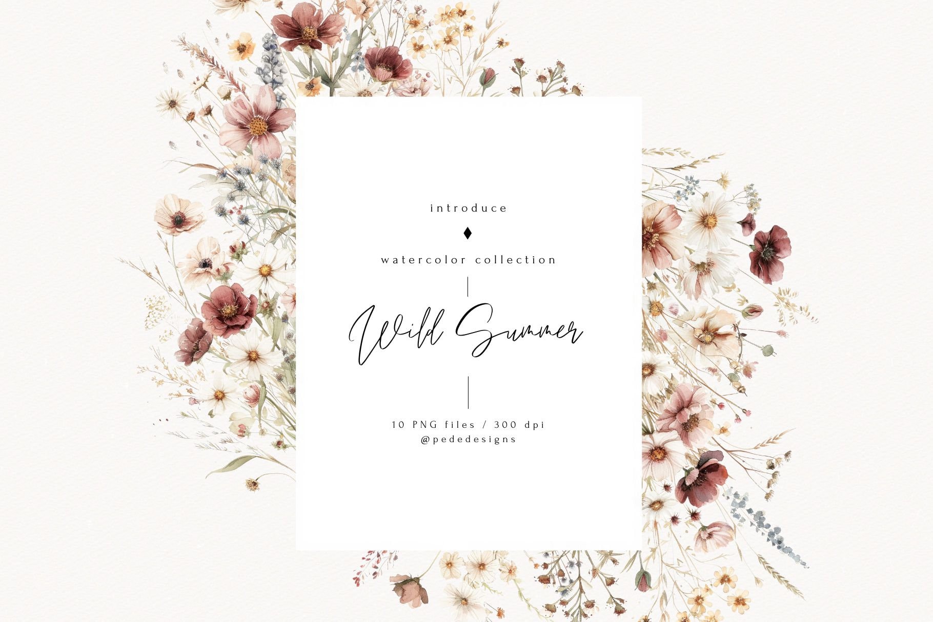 Wild Summer, Watercolor Wild Flowers Clipart, Watercolor Floral Border ...