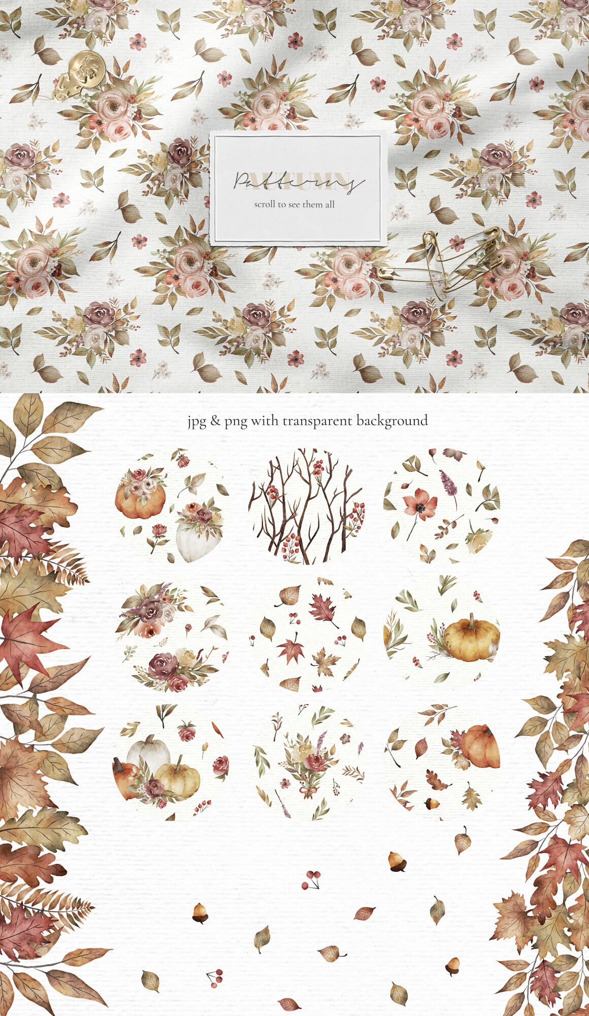 Watercolor Autumn Collection Autumn Cliparts Fall Leaves - Etsy