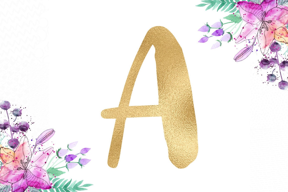 Gold Foil Alphabet Clipart Gold Letters Golden Foil - Etsy